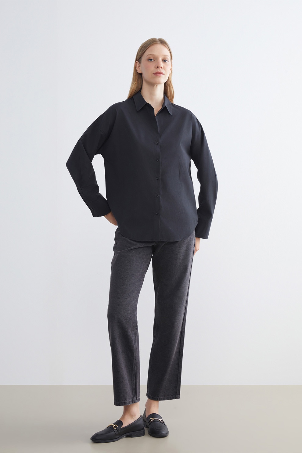 LC WAIKIKI, Blugi crop cu croiala dreapta, Gri antracit, 26 - eMAG.ro