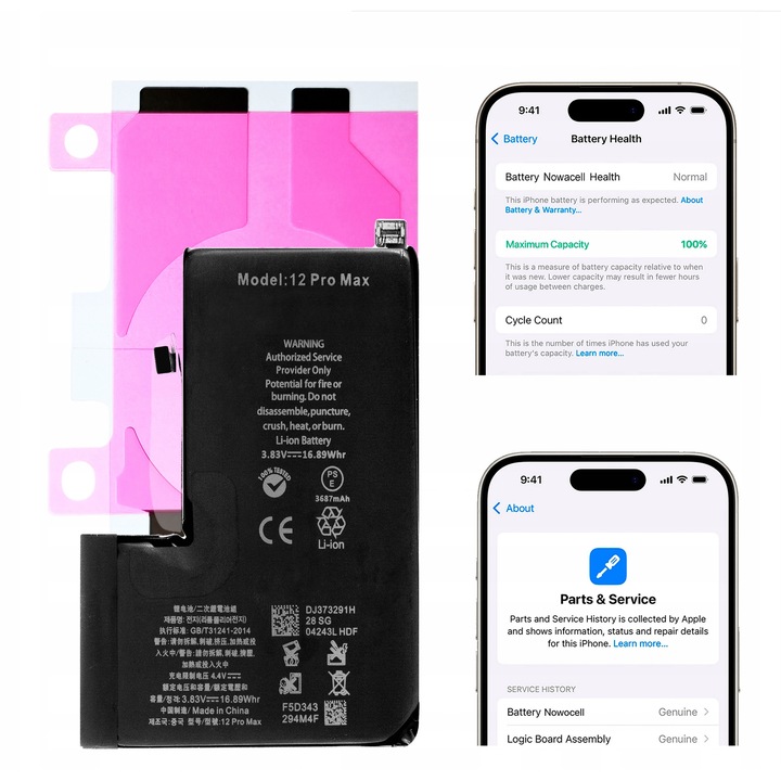 Baterie pentru iPhone 12 Pro Max 3687 mAh, Fara mesaj de ...