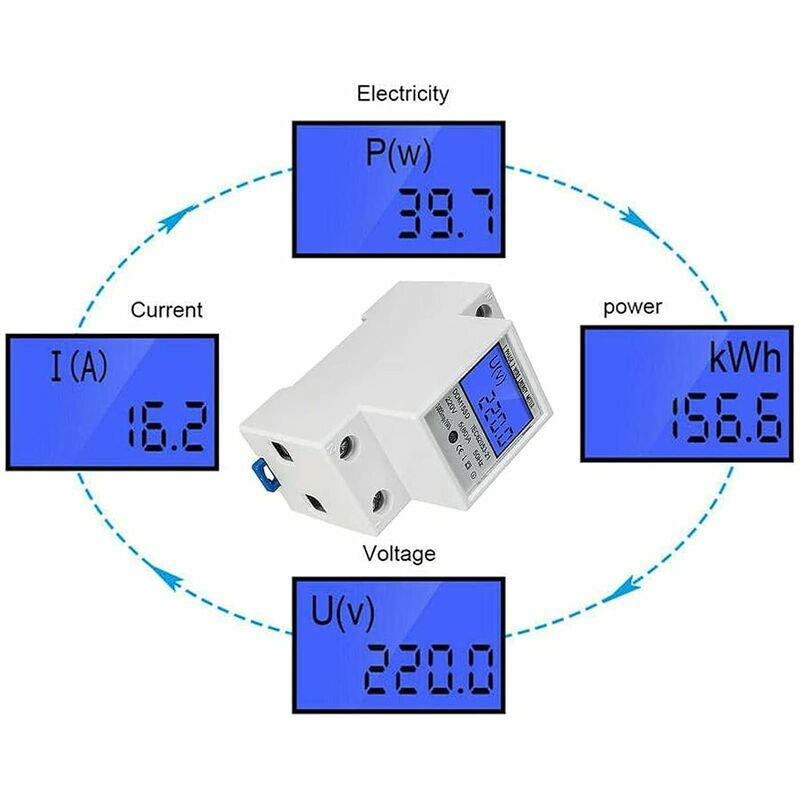 Цифров електромер 80A 220V, LCD, междинен, некалиброван, S0 интерфейс ...