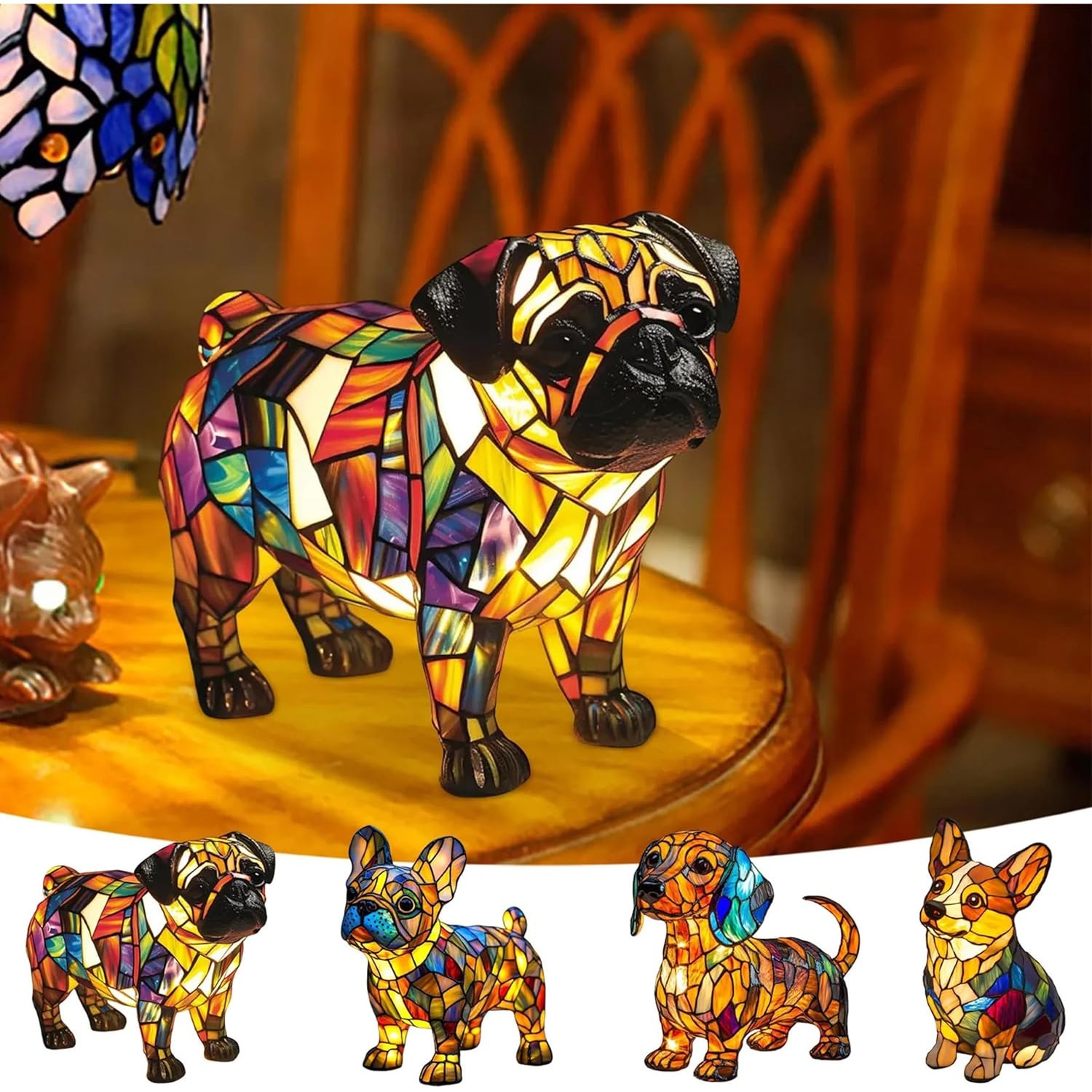 Lampa de veghe Corgi, design din rasina, lumina calda, 6.3"H, ideala ...
