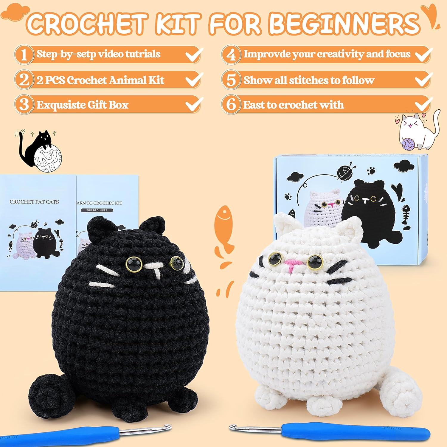 Set pentru crosetat pentru incepatori, Wacorresi®, kit de crosetat ...