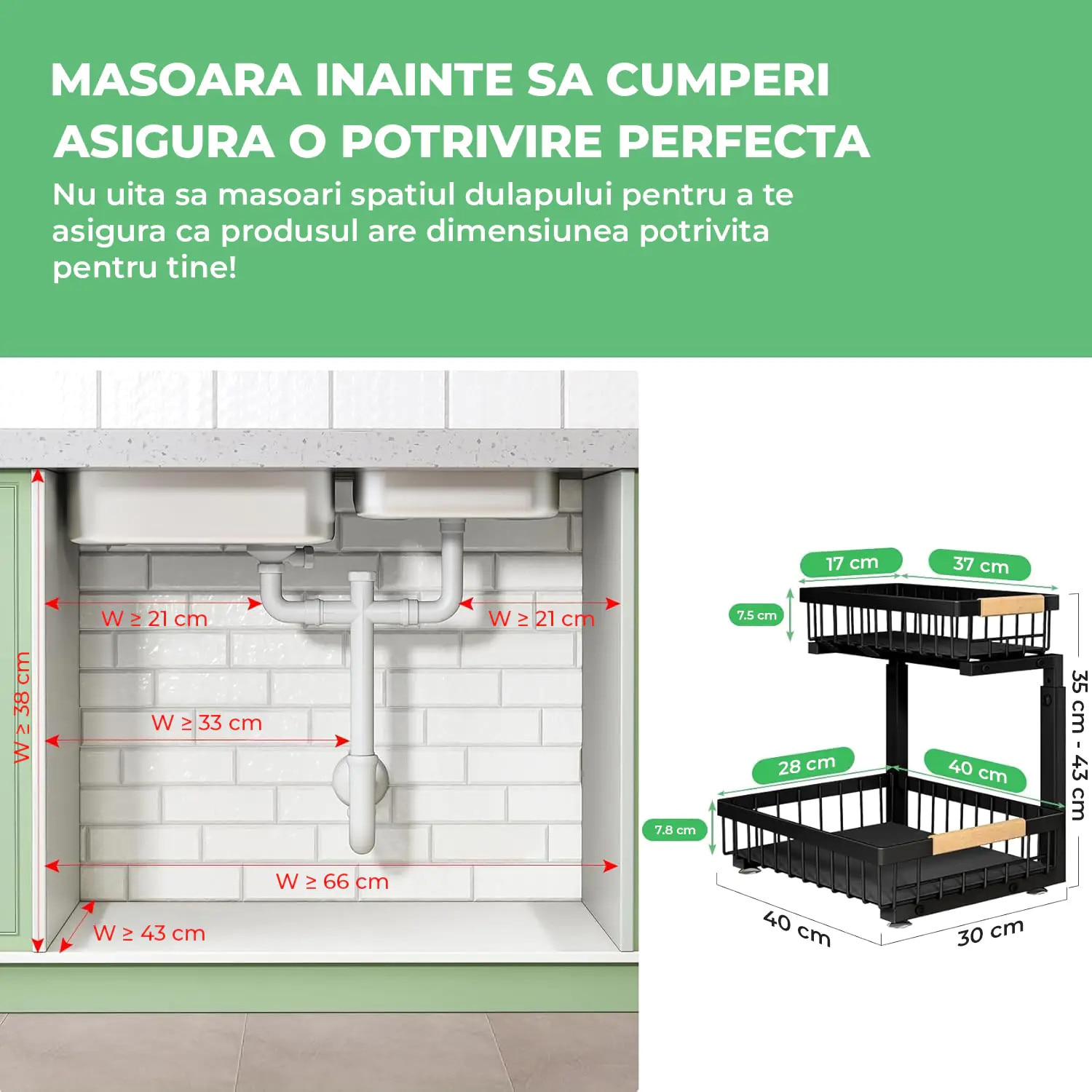 Organizator Multifunctional Elindor® pe 2 Nivele, 2x Sertar Glisant ...