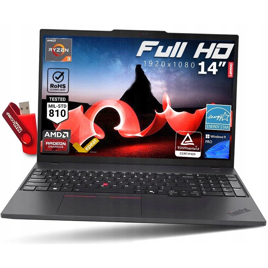Лаптоп Lenovo ThinkPad L14 Gen 4, AMD Ryzen 3 PRO 7330U, 16GB RAM, SSD ...