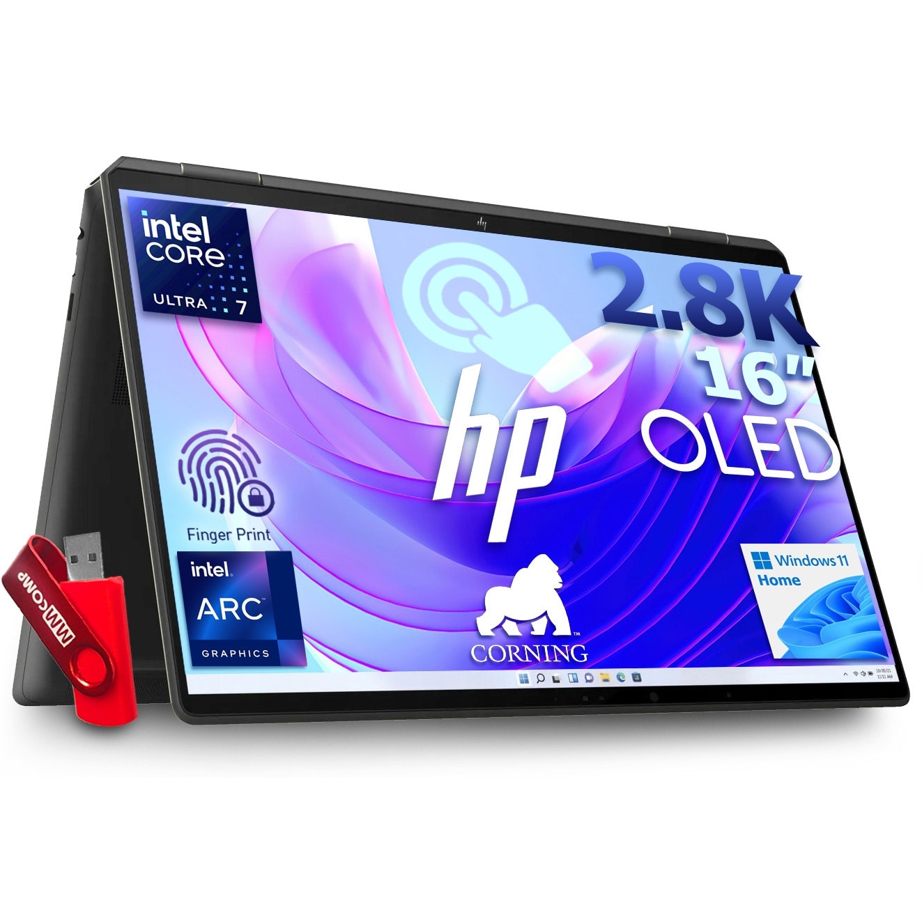 Лаптоп HP Spectre x360 16, Intel Core Ultra 7 155H, 16GB RAM, 2TB SSD ...
