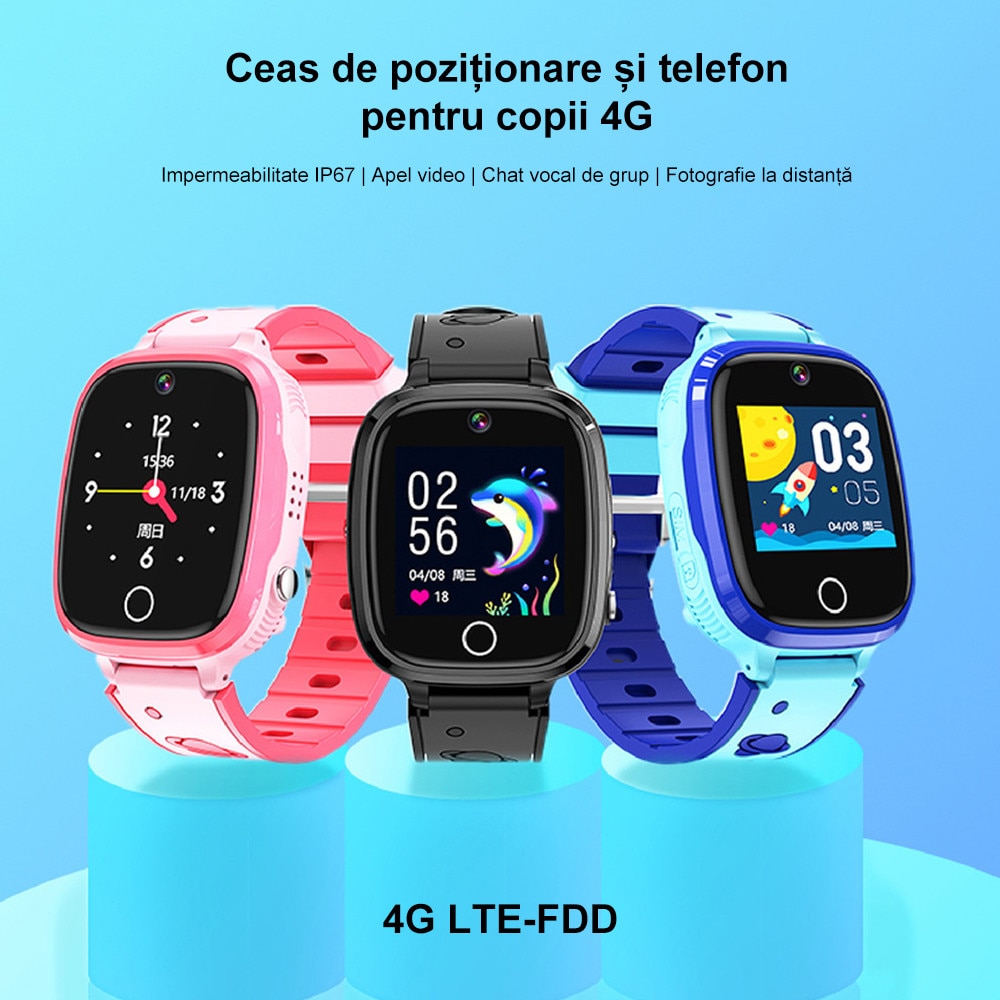 Ceas smartwatch copii GPS 4G, Q18, Whatsapp, localizare GPS, apel video ...
