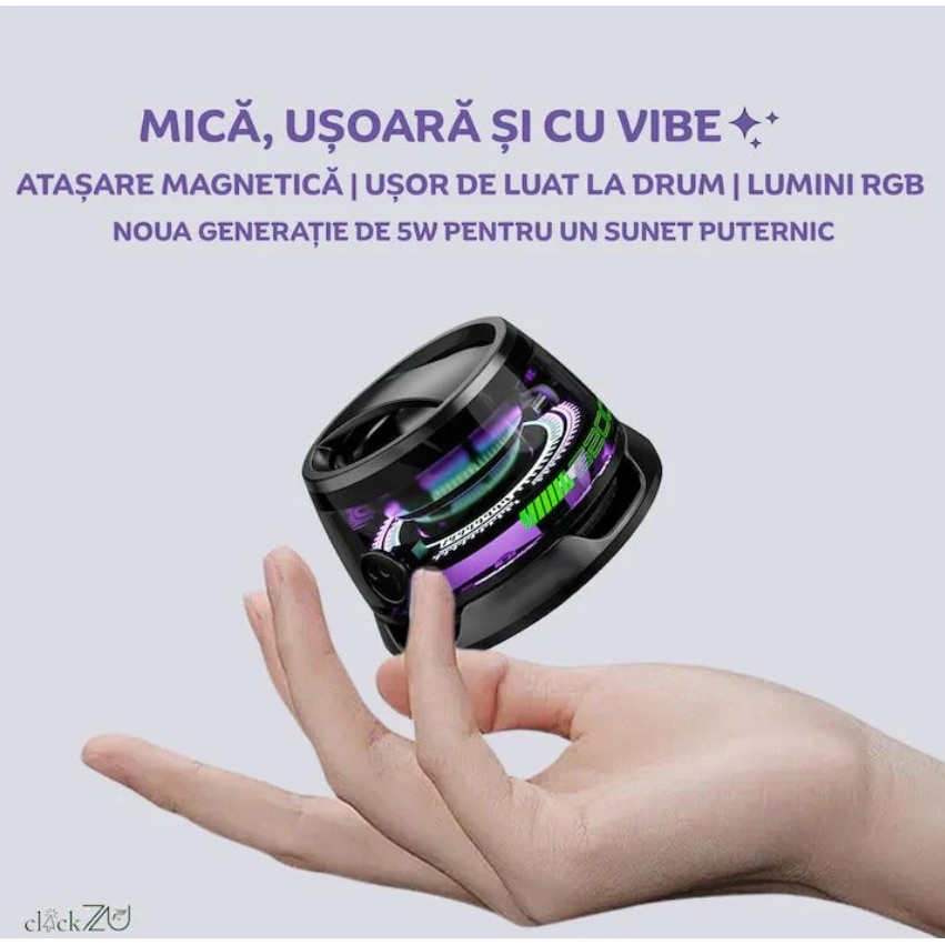 Boxa Portabila Bluetooth – Mini Boxa Magnetica Portabila cu RGB, Bass ...
