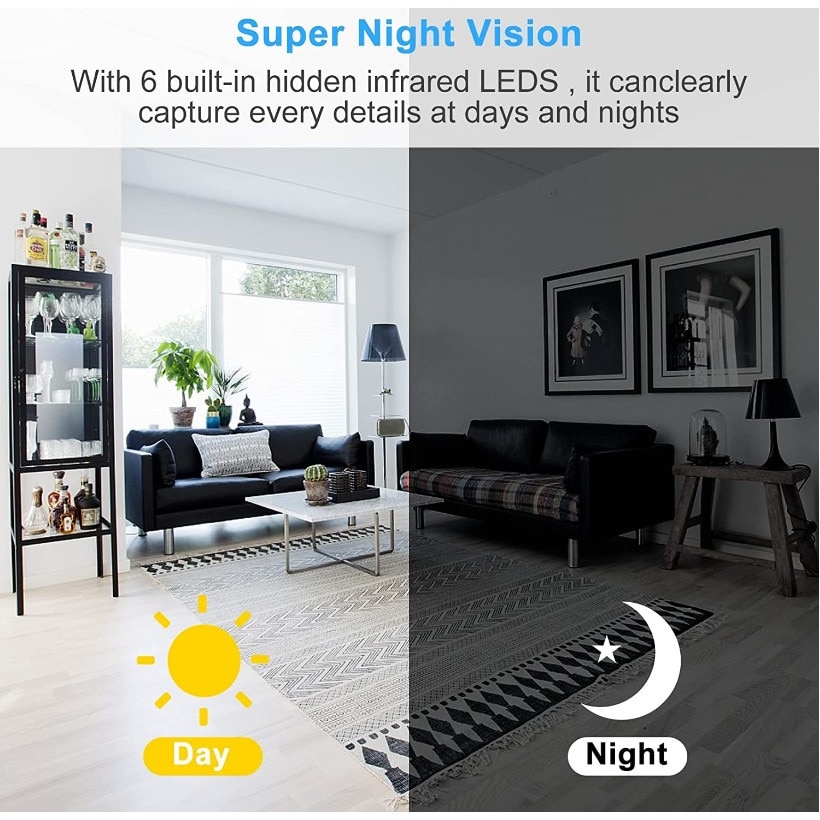 Mini cameră WIFI Spy Gadget, PTZ 330 grade, 2K, noapte, 5.2x4x4 cm ...