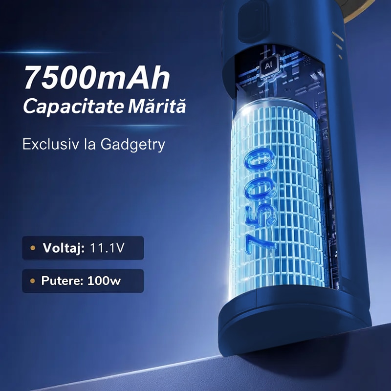 Aspirator Auto de mana portabil cu acumulator Marit de 7500mAh 4 in 1 ...