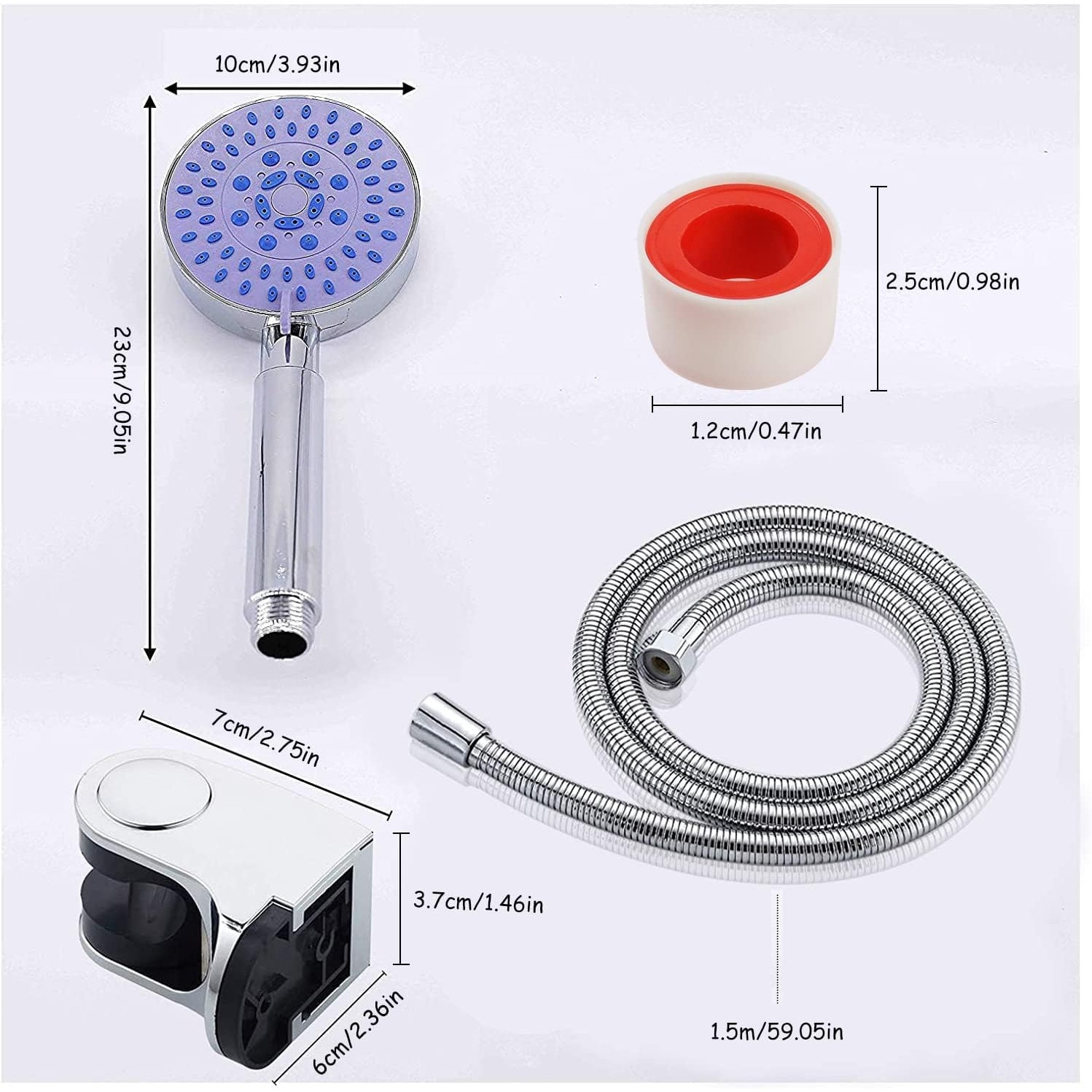 Set dus cu cap de dus, furtun de dus si suport, 5 moduri de spray, inox ...