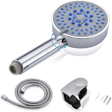 Set dus cu cap de dus, furtun de dus si suport, 5 moduri de spray, inox ...