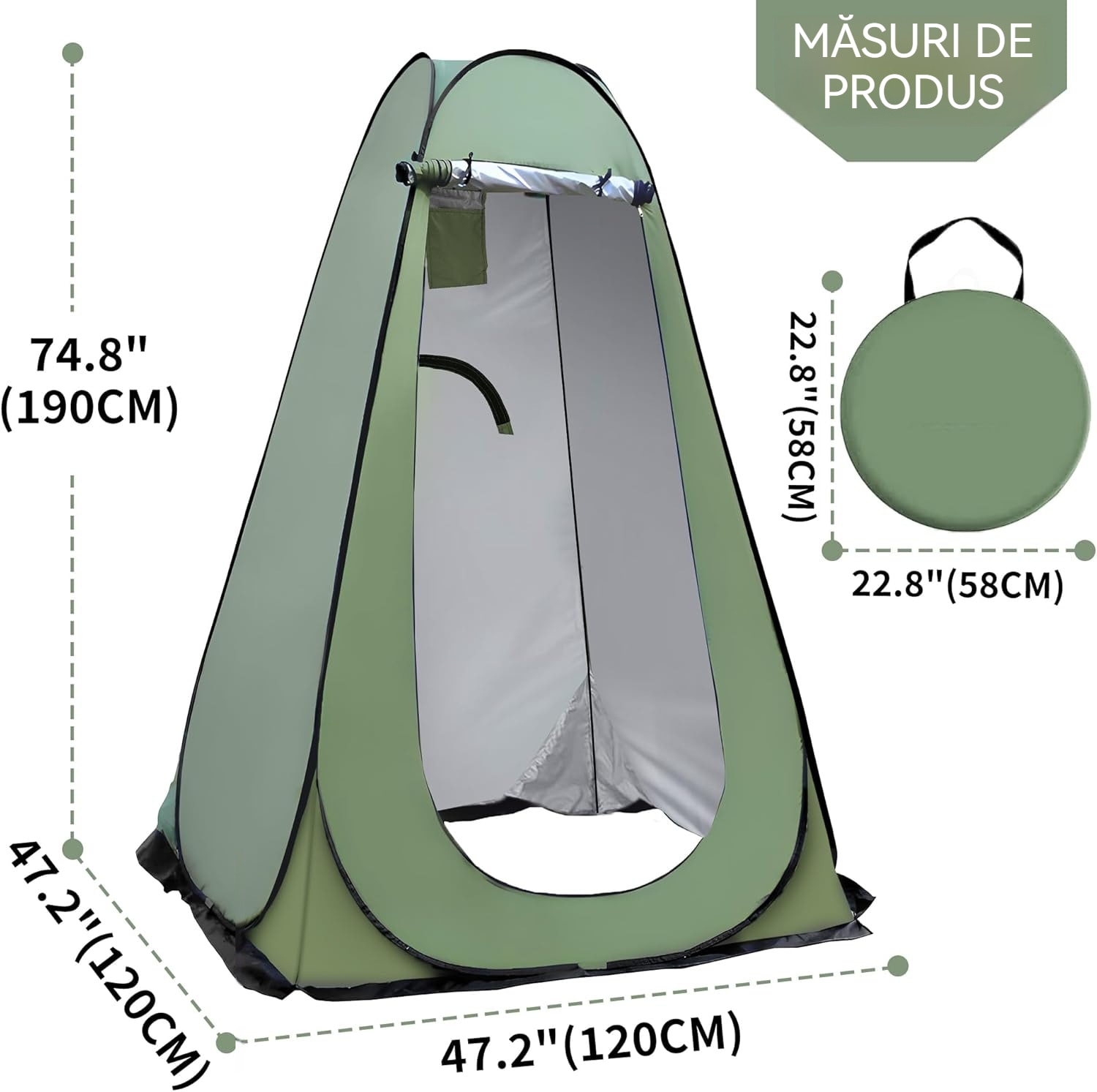Cort de dus/toaleta/vestiar pliabil cu protectie UV, YSBER®, 1.2X1.2X1 ...