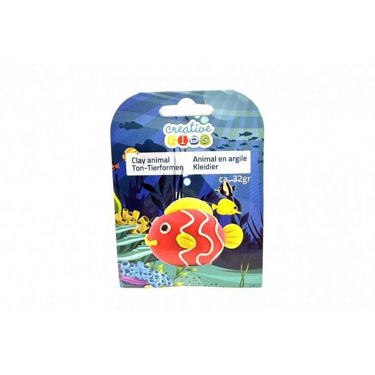 Kit de modelaj cu animale, Plastilina, Model Peste, 4 culori, 32 g ...