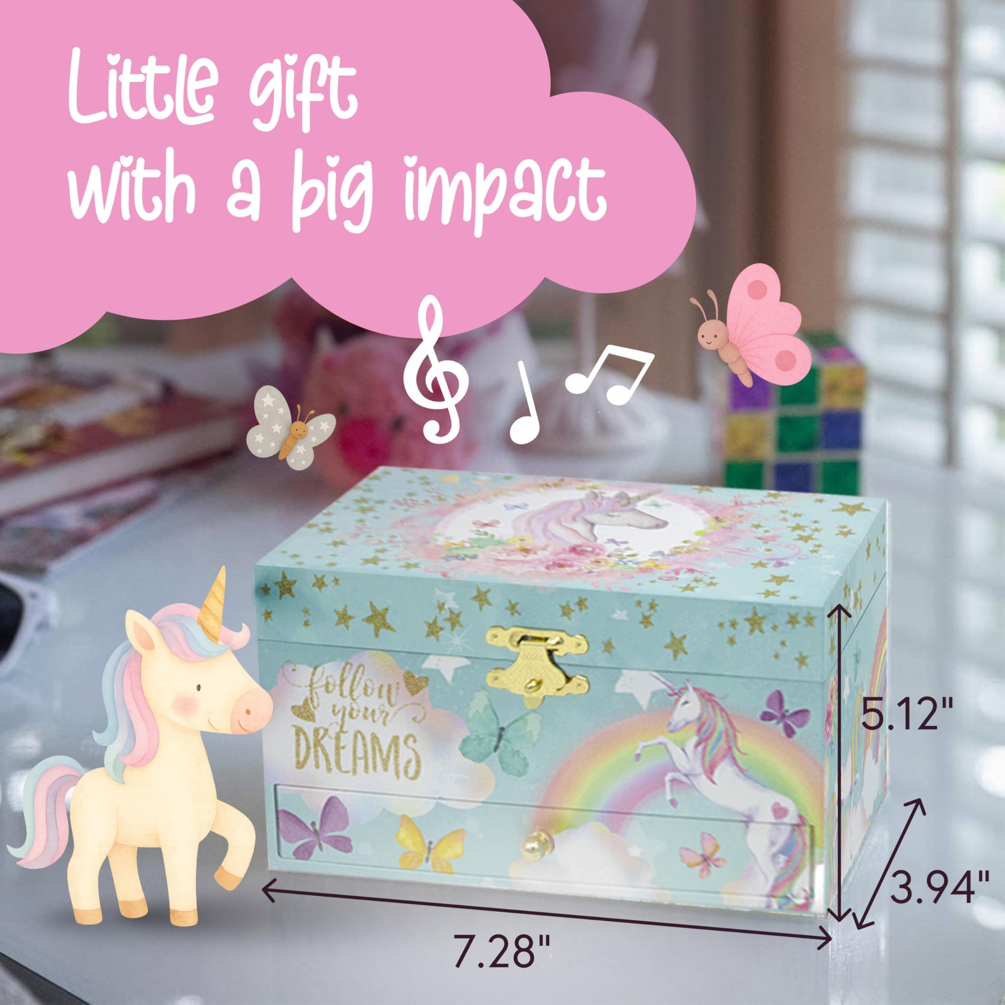 Cutie muzicala pentru bijuterii pentru copii，SHIJOOE®，Unicorn，Design ...
