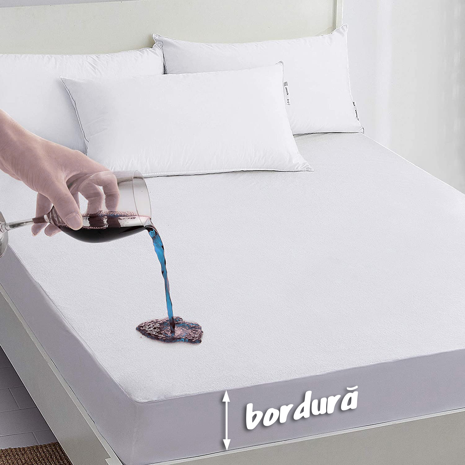 Husa Saltea Impermeabila 160×200, Protectie Pat din Frotir Bumbac 100% ...