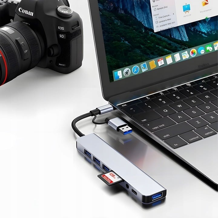 Adaptor Hub USB-C 3.1 Multiport 8-in-2 NexVortk® - 3.5 mm Jack Audio, 1 ...