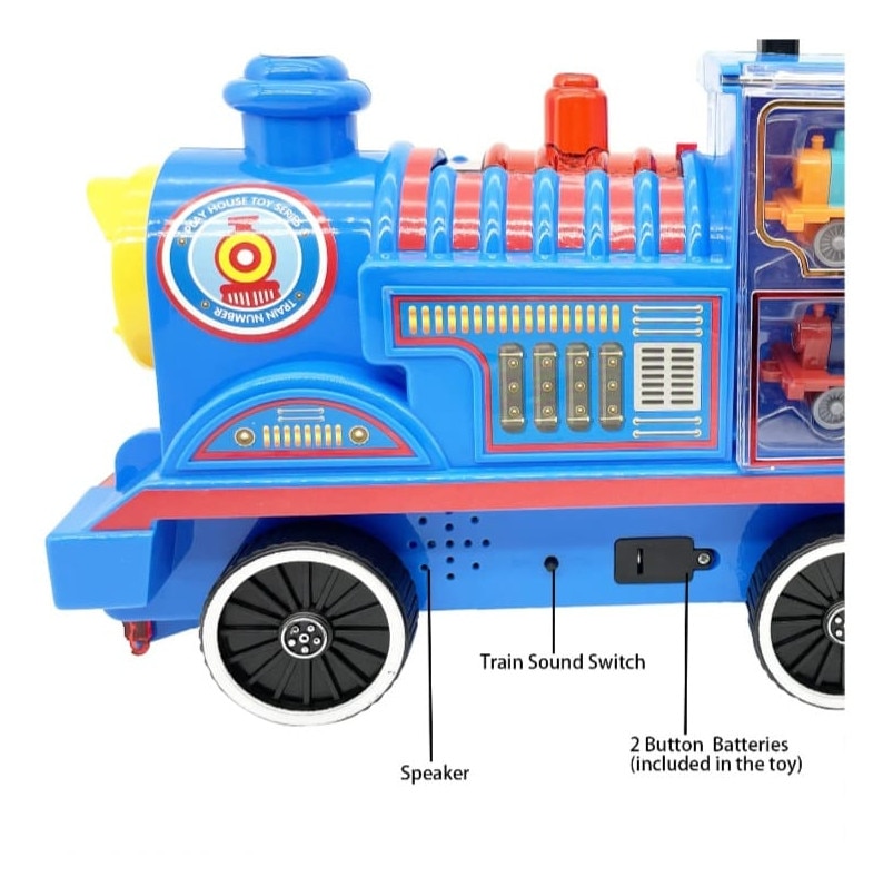 Set locomotivă Thomas, 4 locomotive mici, sunete, albastru, 37x8cm ...
