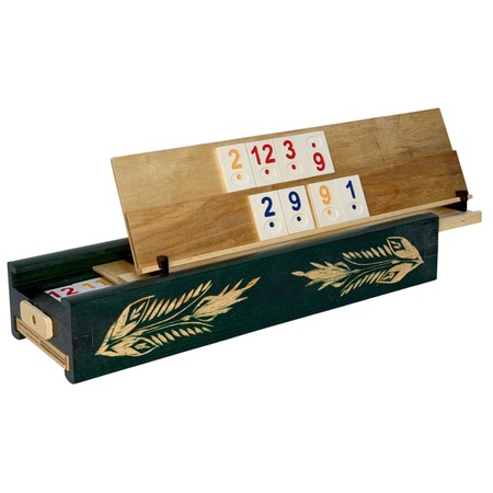 Joc de societate Remi sau Rummy din lemn masiv, set complet cu piese si ...