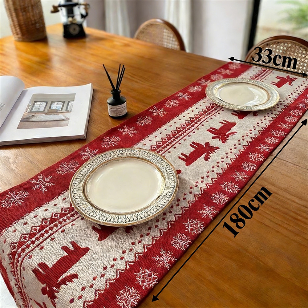 Traversa de masa, 33x180cm, bumbac in amestec, Craciun, decor masa ...