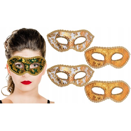 Set 4 Masti Venetiene Aurii Arpex, Design Glamour, 18cm, Carnaval - eMAG.ro