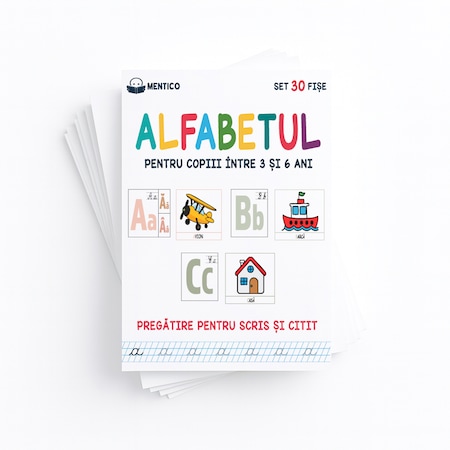 Set 30 Fise Educative Alfabet pentru Copii 3-6 Ani, Mentico, A4 ...
