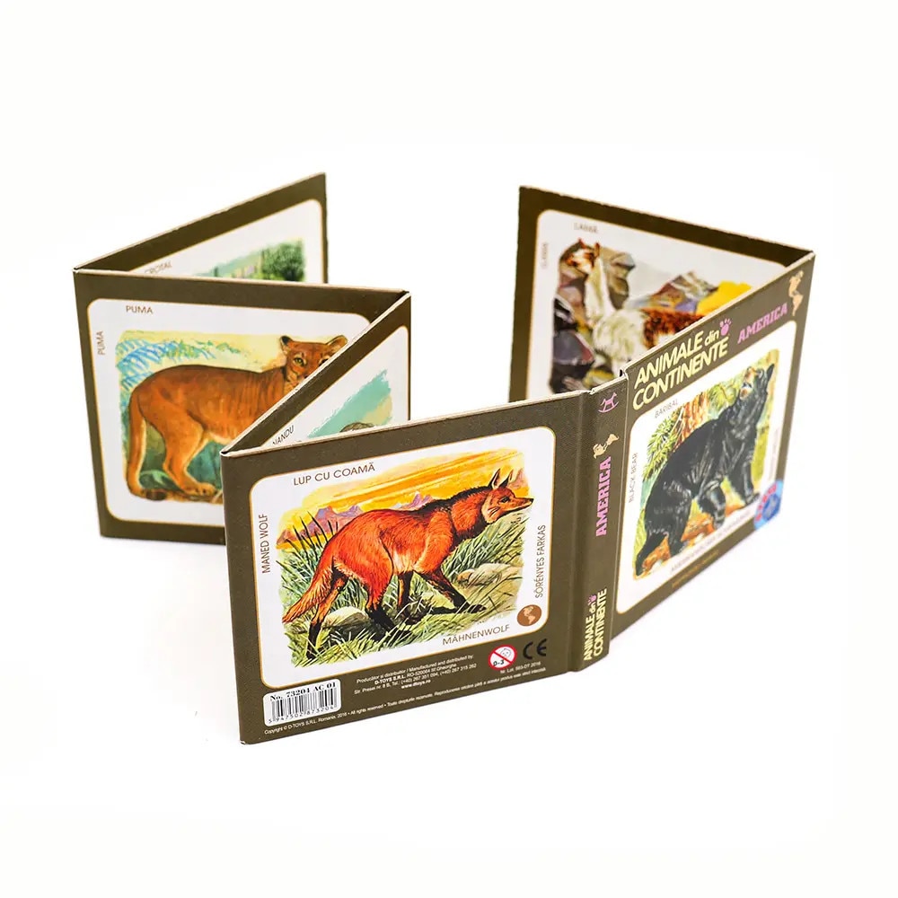Carte pliantă Animale din Continente, Dtoys, 3+ ani, imagini colorate ...