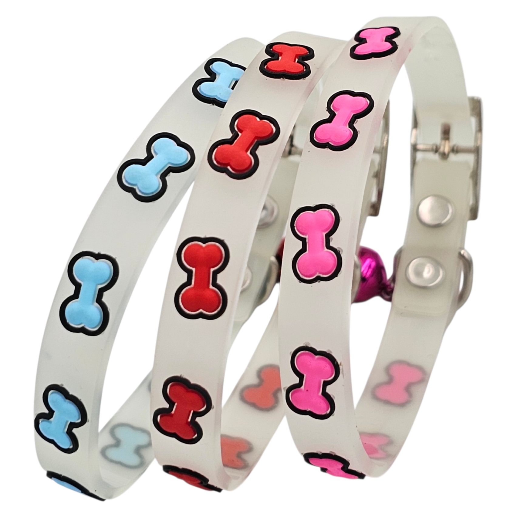 Set 3 Zgarzi pisici/caini mici, 18-25cm, silicon fosforescent, SK9-Glow ...