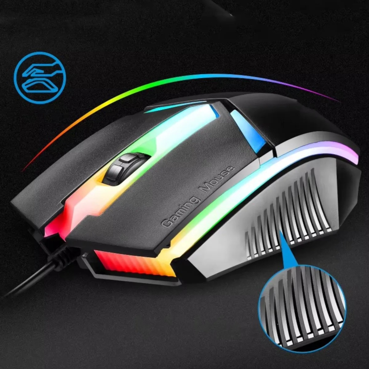 Set tastatura si mouse gaming RGB ABYZ 104 taste, USB, ergonomic ...