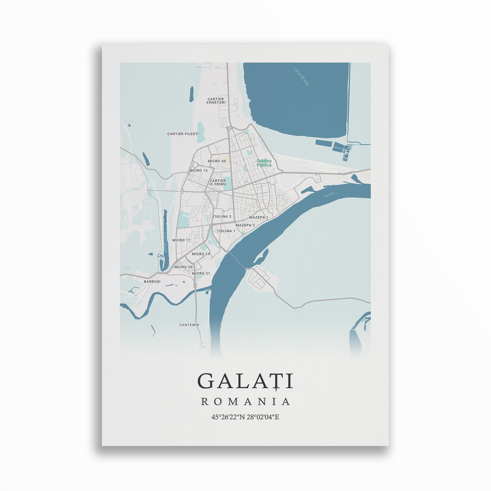Tablou canvas cu harta oras - Galati, Romania, Stil minimalist modern ...