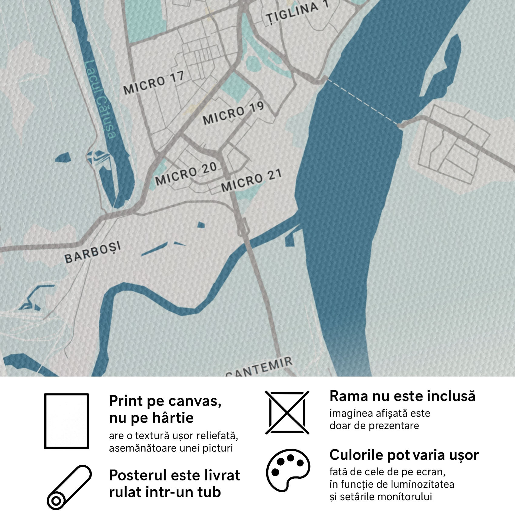 Tablou canvas cu harta oras - Galati, Romania, Stil minimalist modern ...