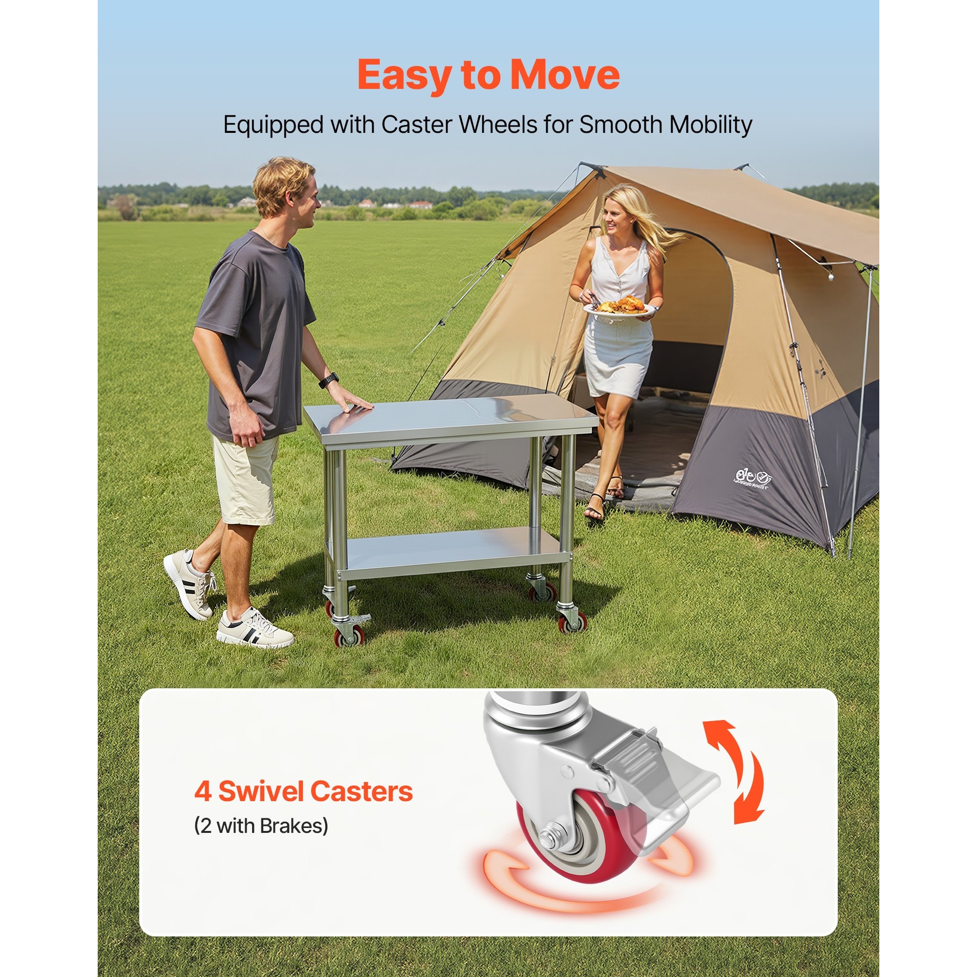 Masa de lucru din inox (otel inoxidabil), Masa profesionala, 60 x 90 cm ...