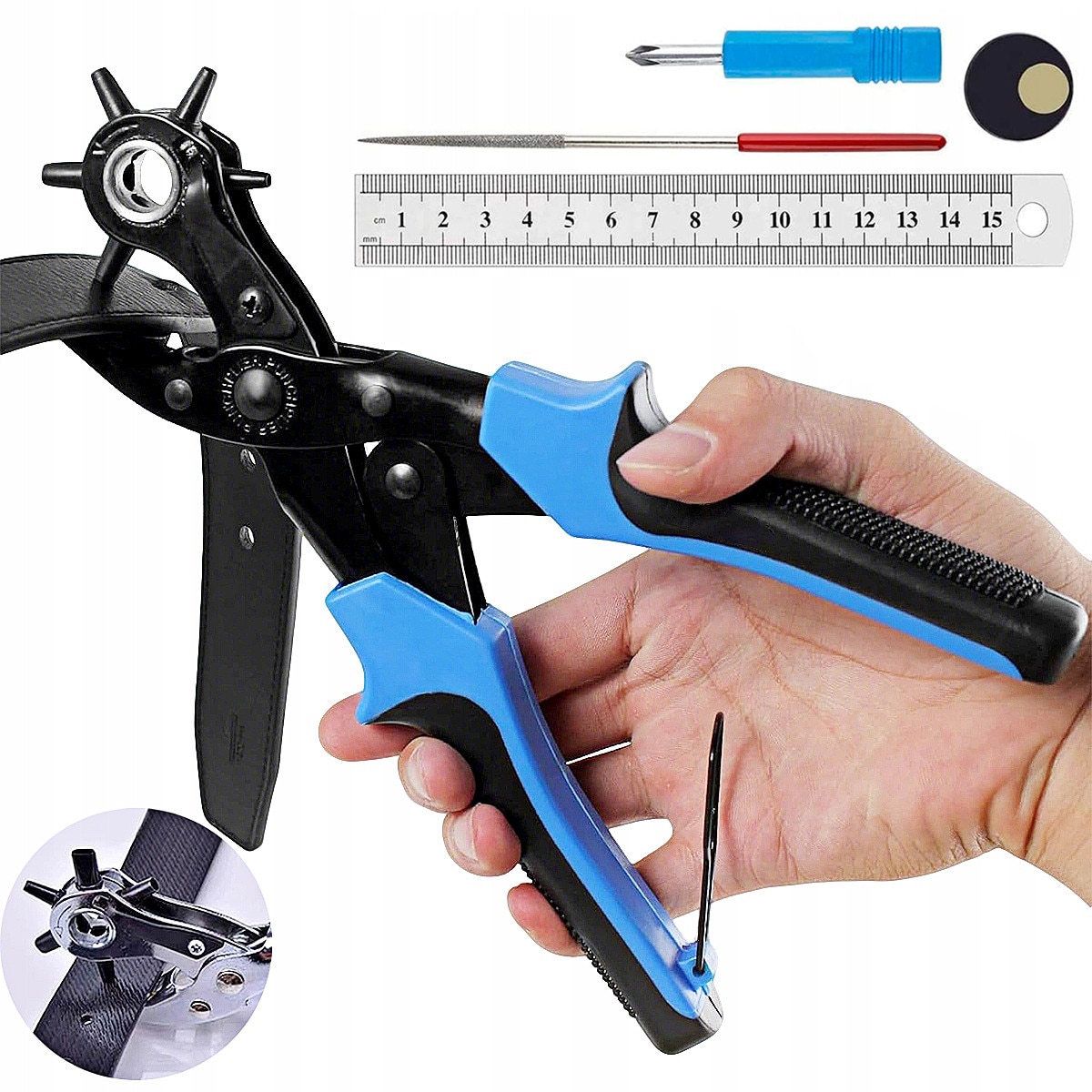 Set cleste preducea si accesorii pentru perforare curele, YOUKUKE®, 5 ...
