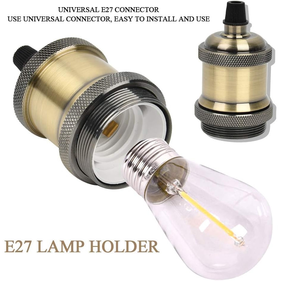 6 db E27-es öntött alumínium foglalat készlet, elegáns bronz felület ...