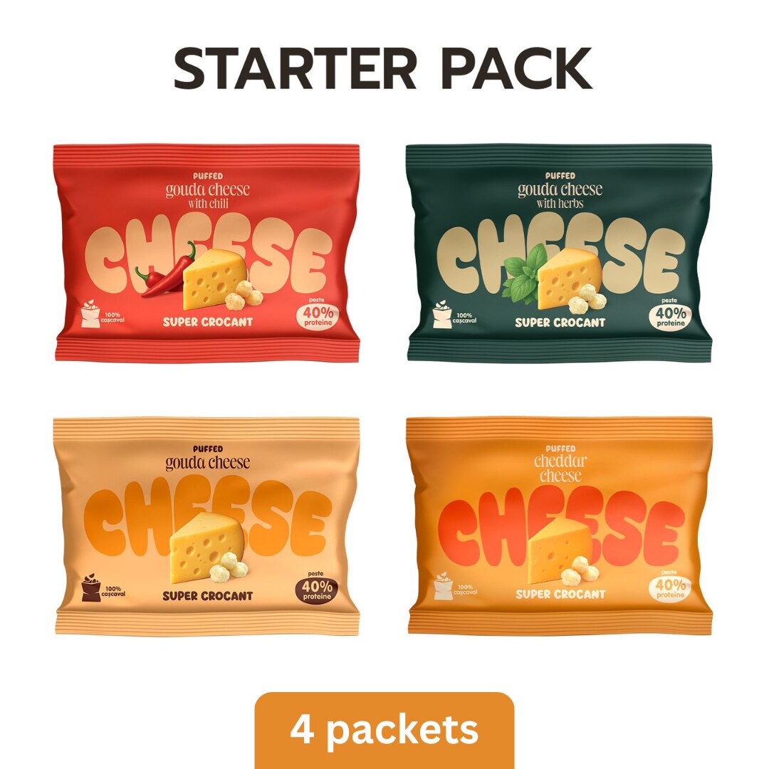 Set Degustare 4 Pungi, Snack Proteic Cheese Puffs, High Protein, Mix ...