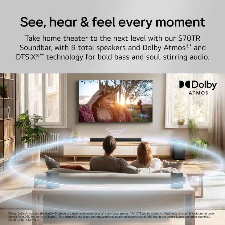 Soundbar LG S70TR, 5.1.1, 500W, Dolby Atmos, Subwoofer Wireless, HDMI ...