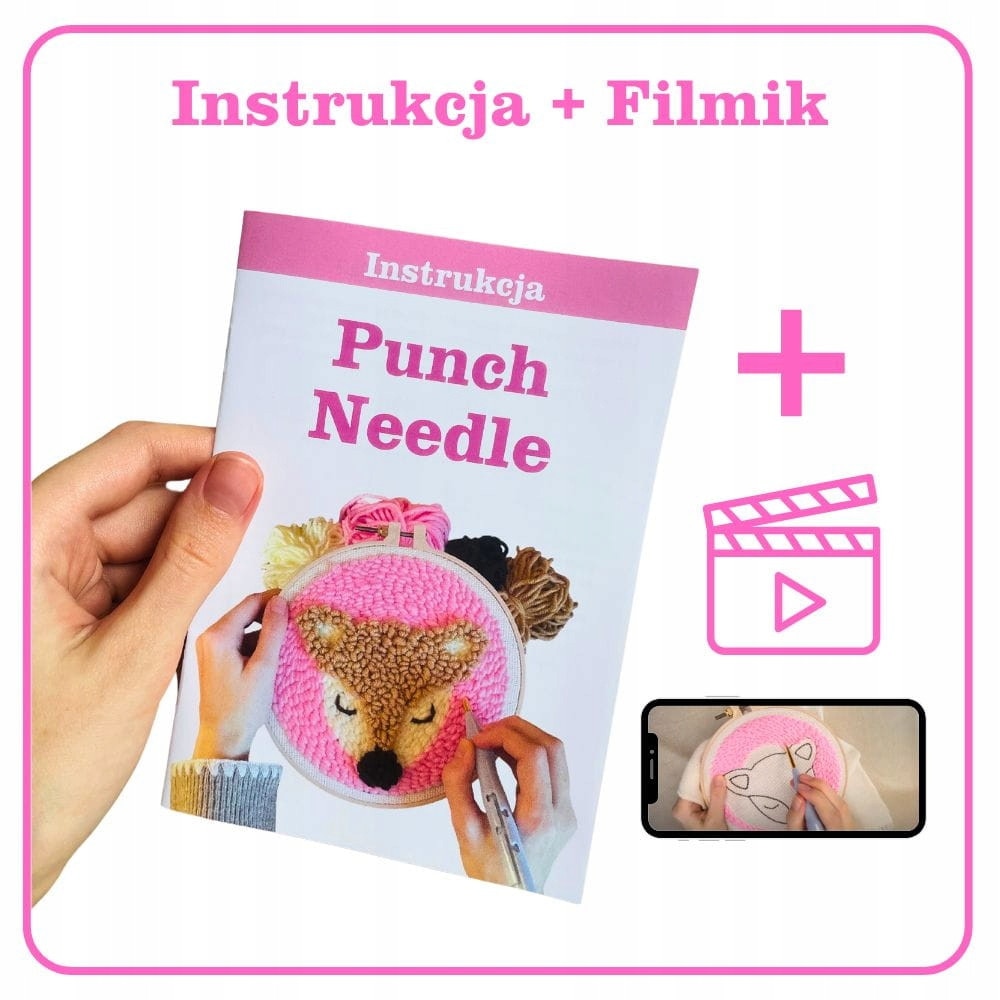 Set broderie Punch Needle, panza imprimata, ac reglabil, multicolor ...