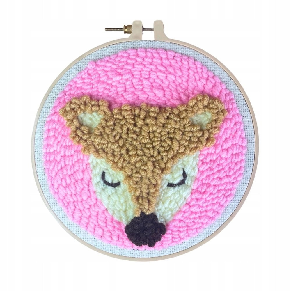 Set broderie Punch Needle, panza imprimata, ac reglabil, multicolor ...