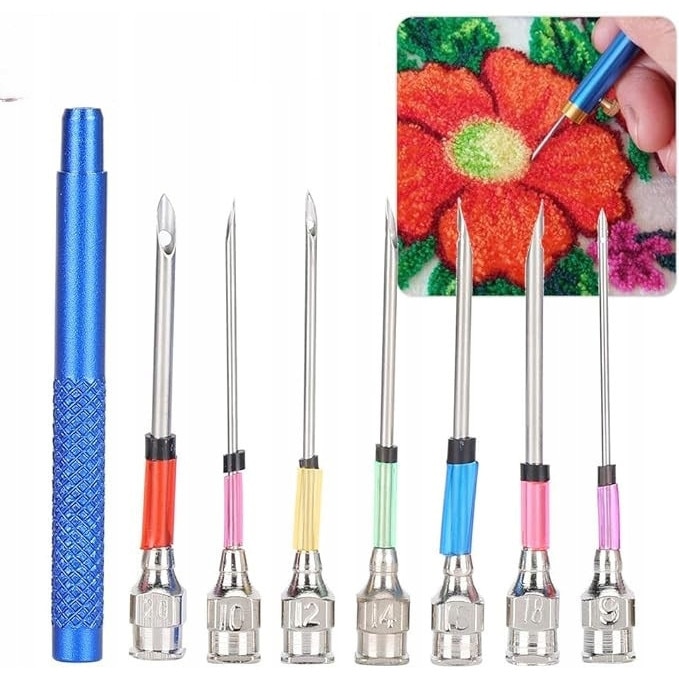 Set 8 Ace Broderie Manuală și Perforare, 7 Grosimi, Oțel, Ergonomic ...