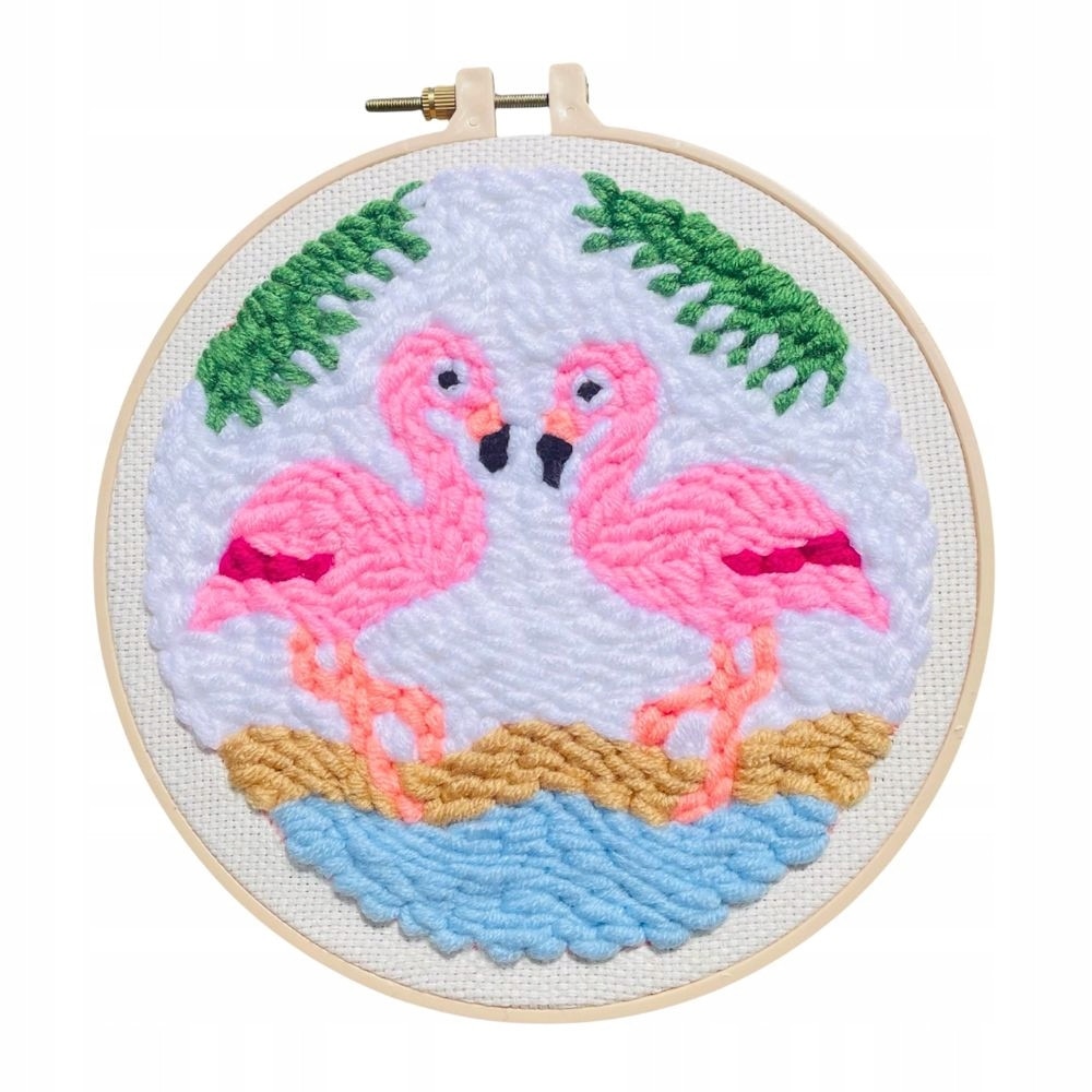 Set broderie Punch Needle "Flamingo", include panza, ac reglabil ...