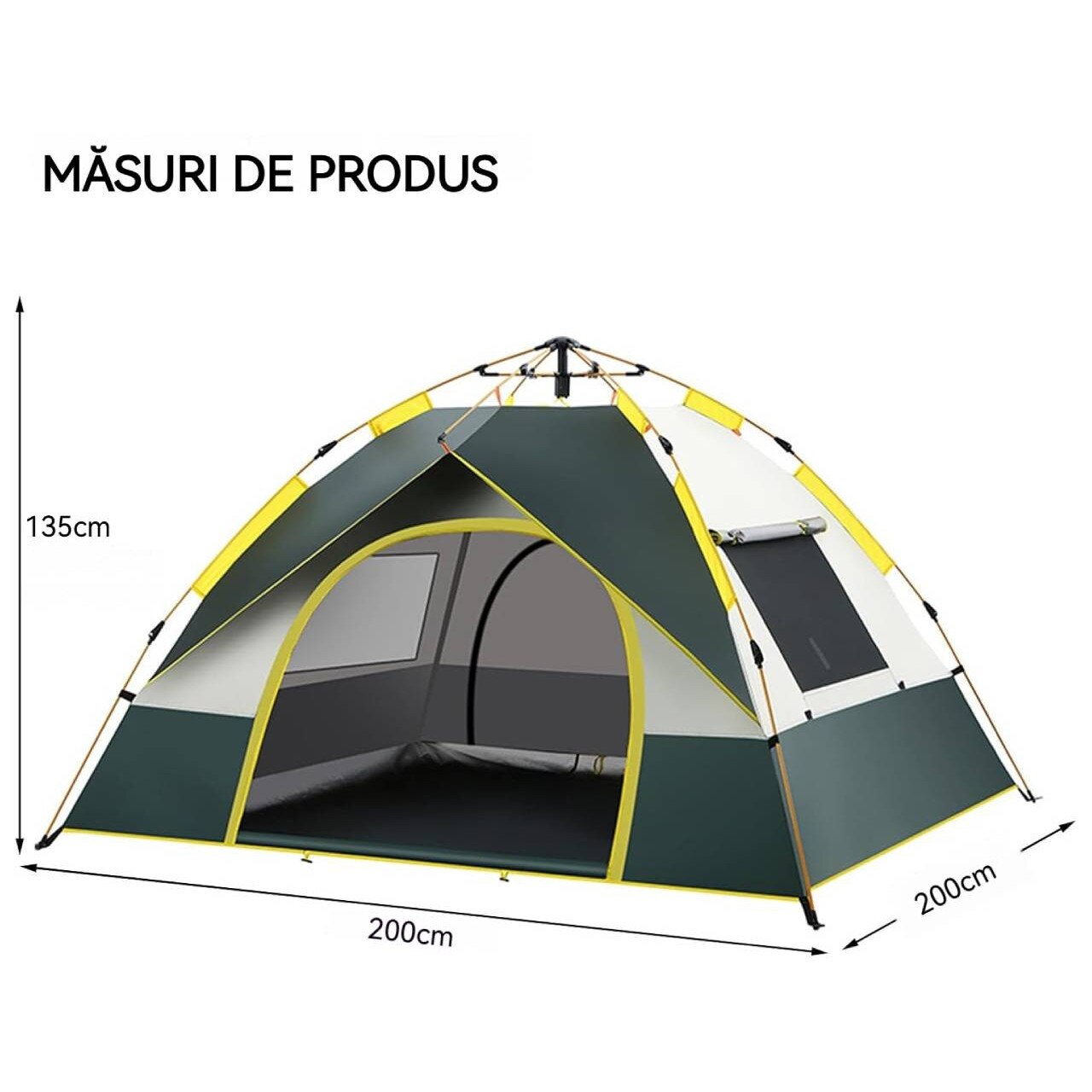 Cort de camping automat, Rezistent la apa, Protectie UV, YSBER®, 200 x ...
