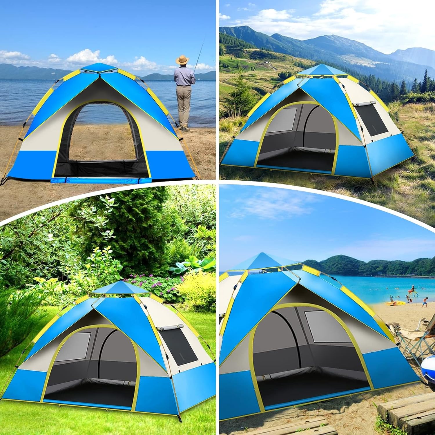 Cort de camping automat, Rezistent la apa, Protectie UV, YSBER®, 200 x ...
