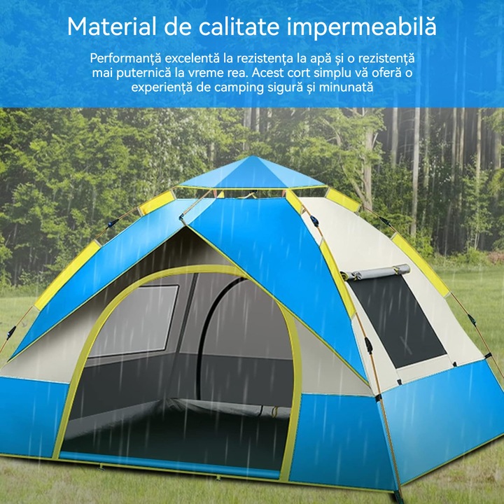 Cort de camping automat, Rezistent la apa, Protectie UV, YSBER®, 200 x ...
