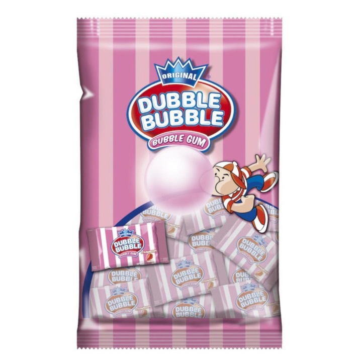 Guma de mestecat Dubble bubble, cu aroma de capsuni, ambalata ...