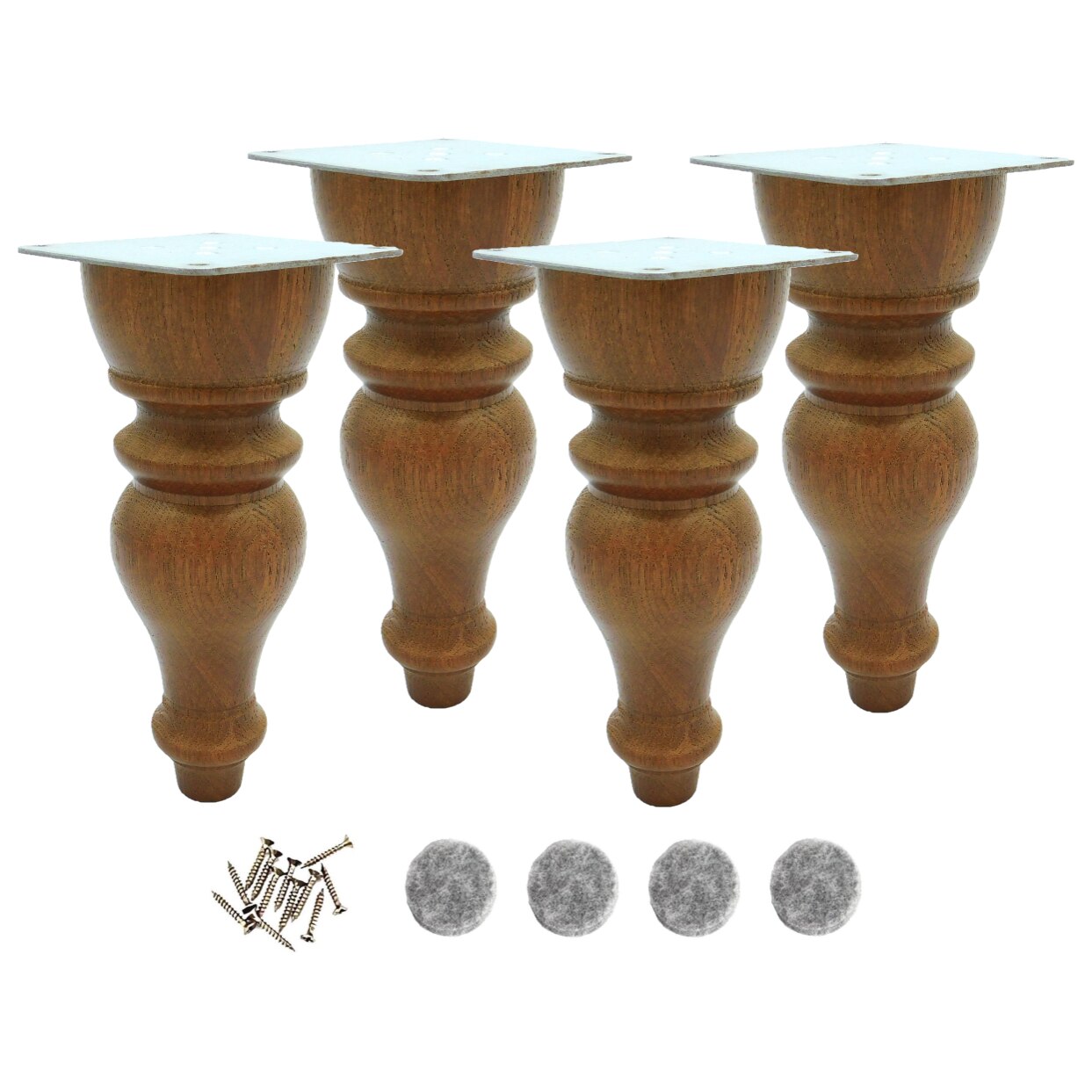 Picior din lemn pentru mobilier, butoi rotunjit, 20 cm, stejar, nuanta ...