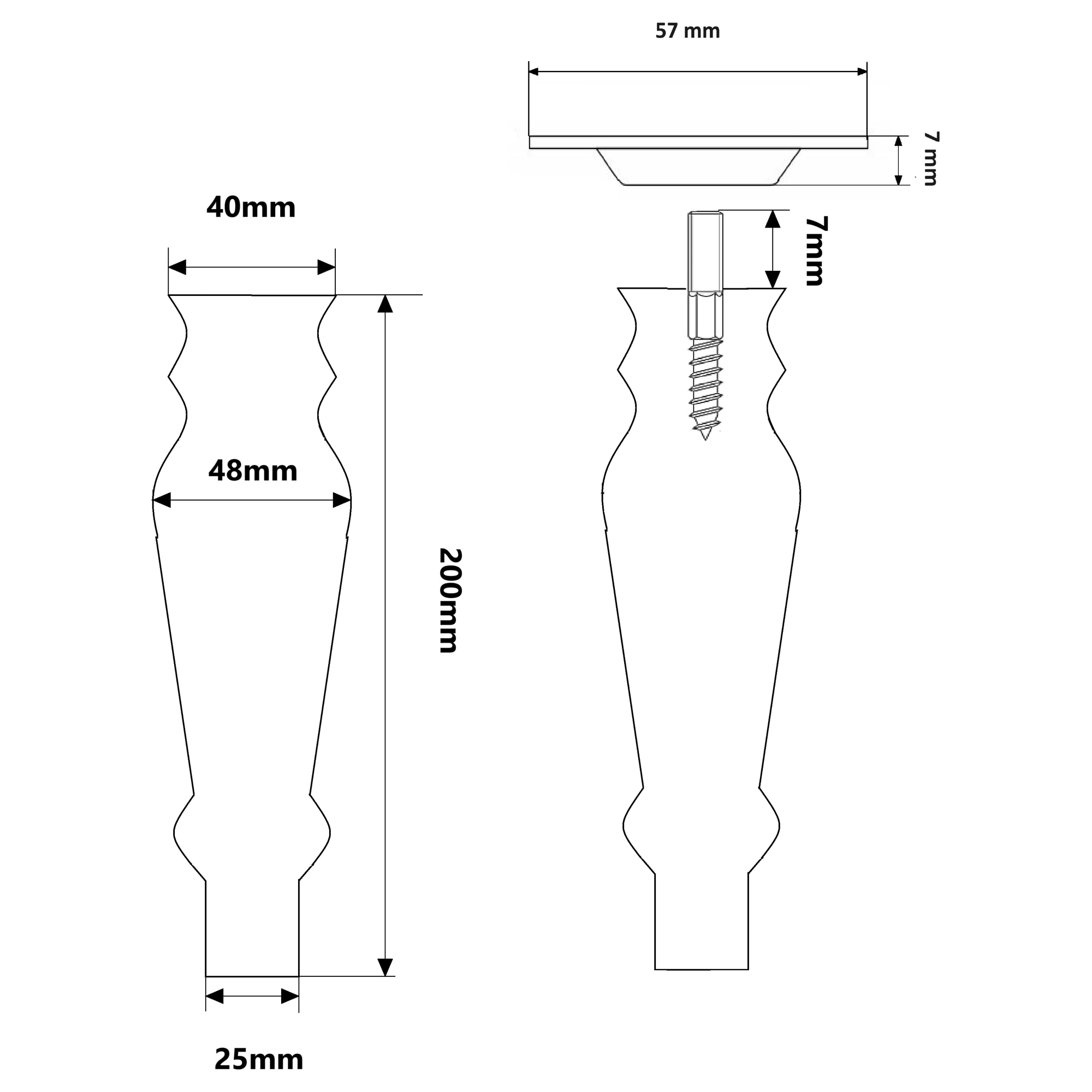Picior din lemn pentru mobilier, strunjit, lac alb, 20 cm, set, montare ...