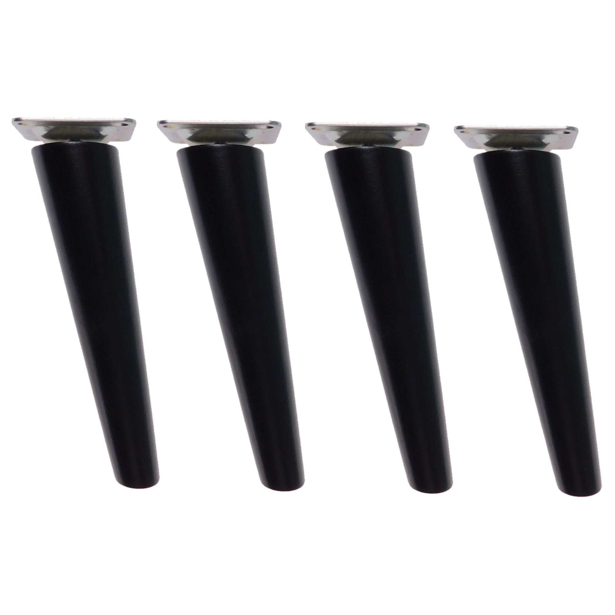 Picioare din lemn pentru mobila, picior inclinat, lac negru, 15 cm, set ...