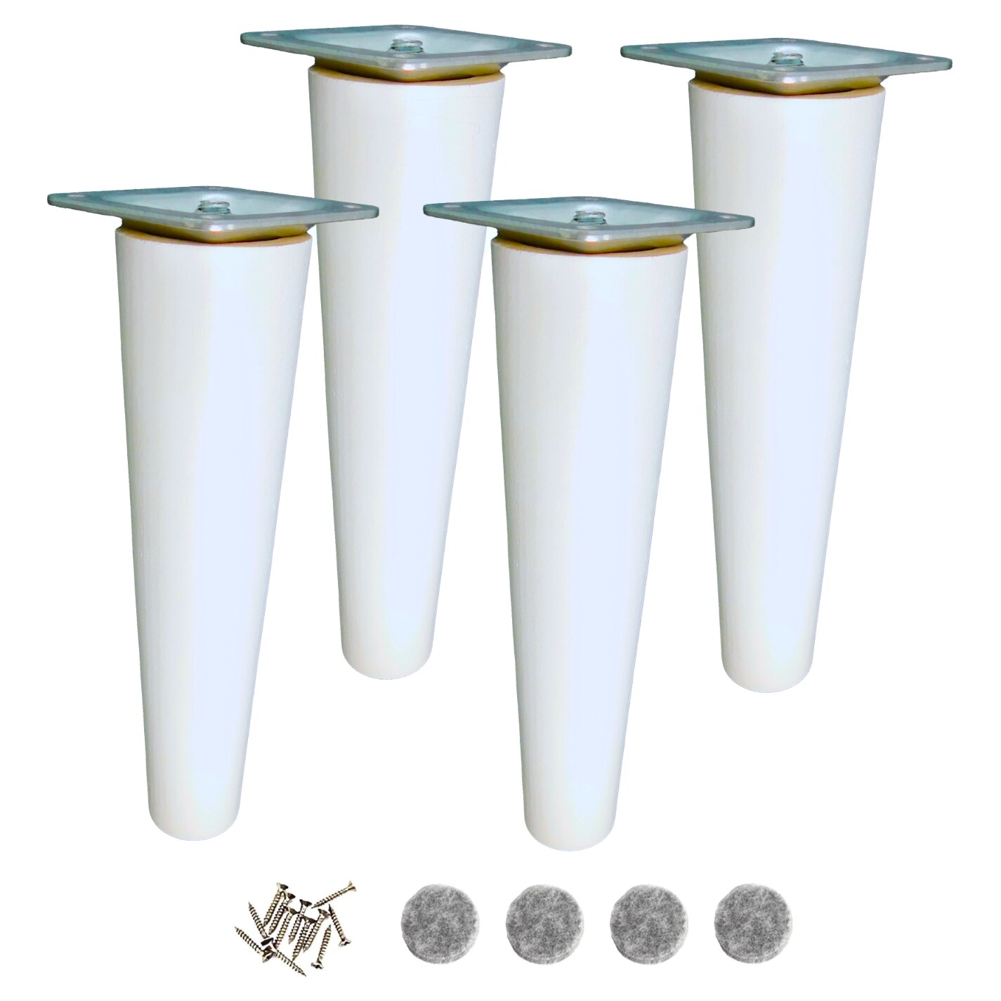 Picior din lemn de fag de 17 cm – lac alb, cu montare pentru mobilier ...