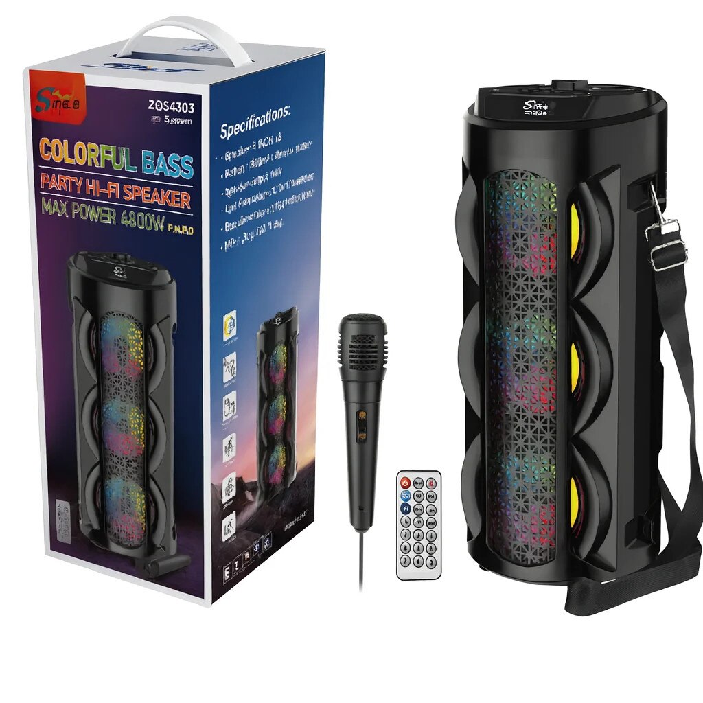 Boxa Portabilă Bluetooth AT Performance ZQS4303, 4", Lumini RGB ...
