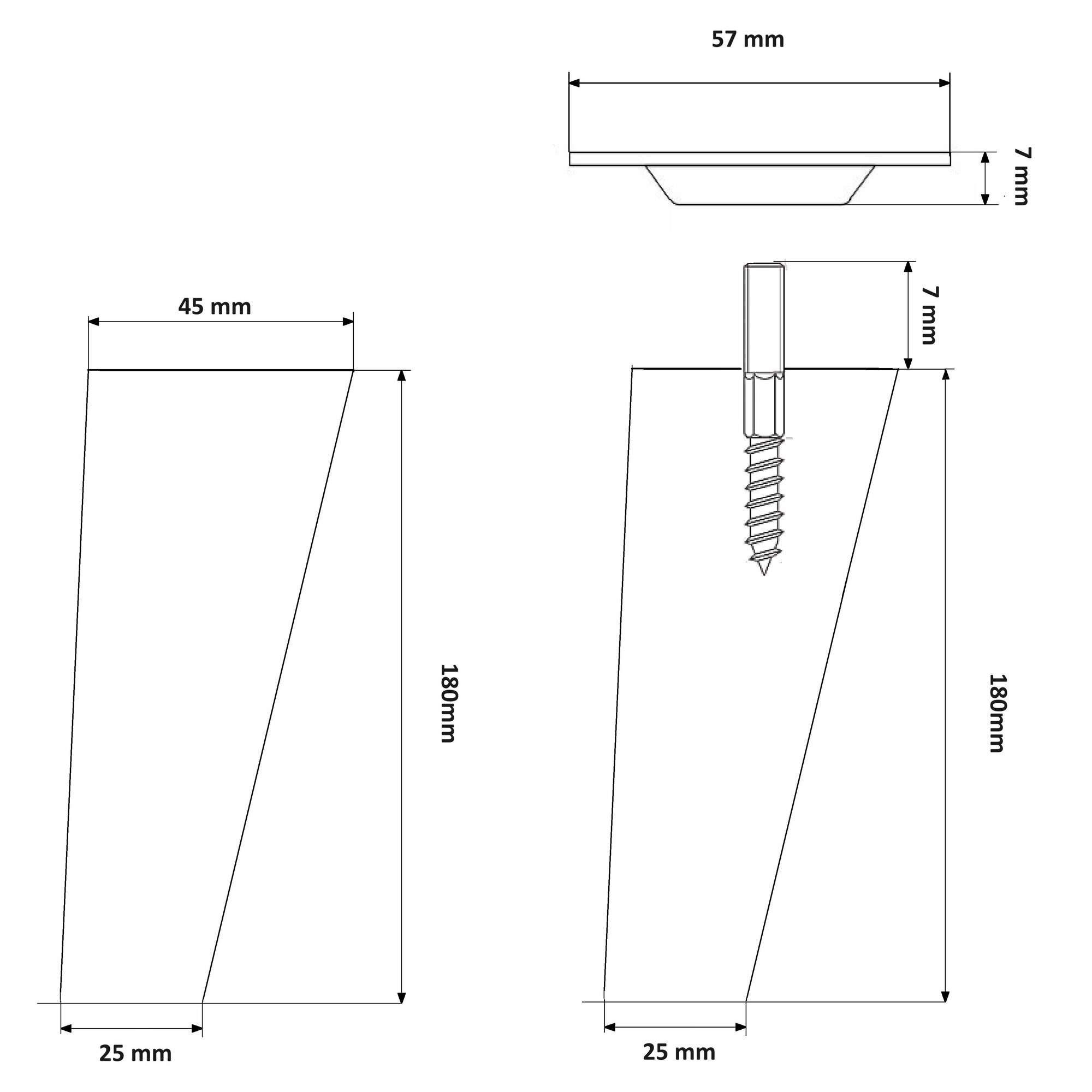 Picioare pentru mobilier din lemn, inclinate, 18 cm, netratate ...