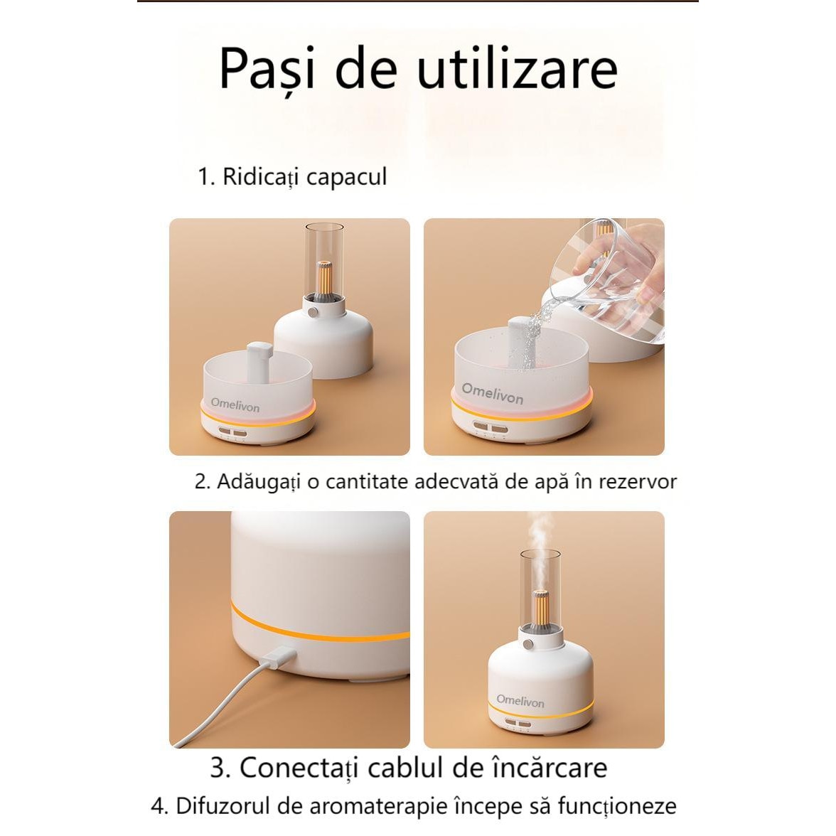 Umidificator de Aer Ultrasonic Omelivon®, cu Difuzor de Aromaterapie ...