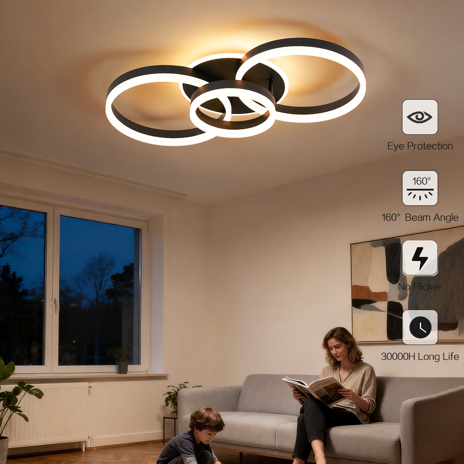 Lampa de tavan Amdelne 50W, telecomanda, reglare luminozitate 3000 ...